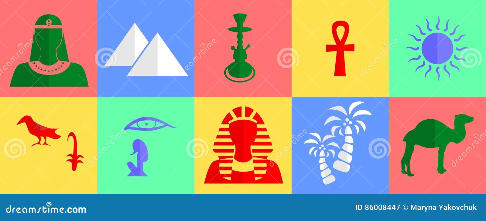 Egypt flat design stock vector. Illustration of palm - 86008447