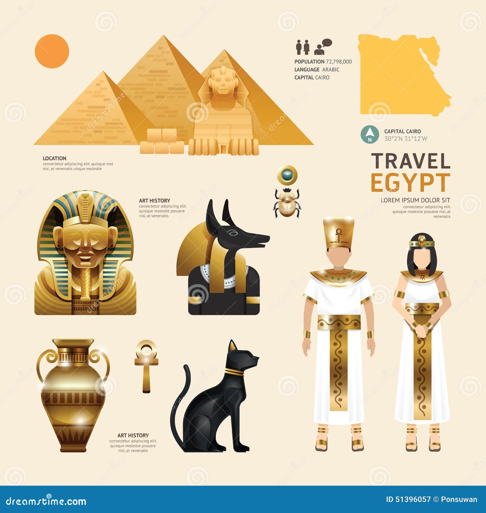 Egypt Flat Icons Design Travel Concept. Vector Stock Vector ...