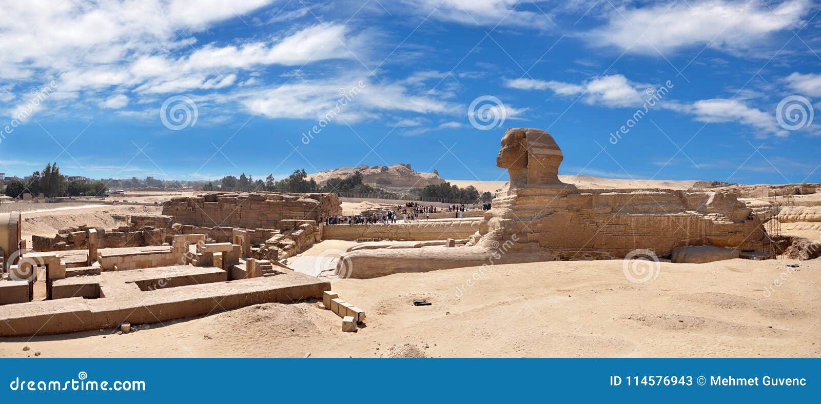 Egypt is a Full Panoramic View of the Sphinx in Giza. Stock Image ...
