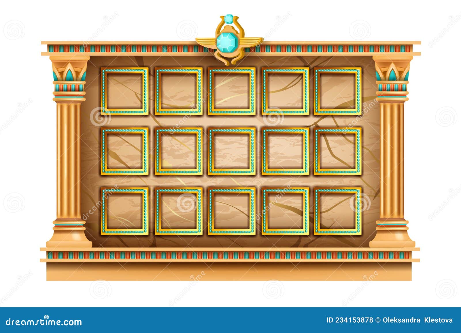 Egypt Game User Interface Frame, Ancient Stone Temple Wall Panel, UI ...