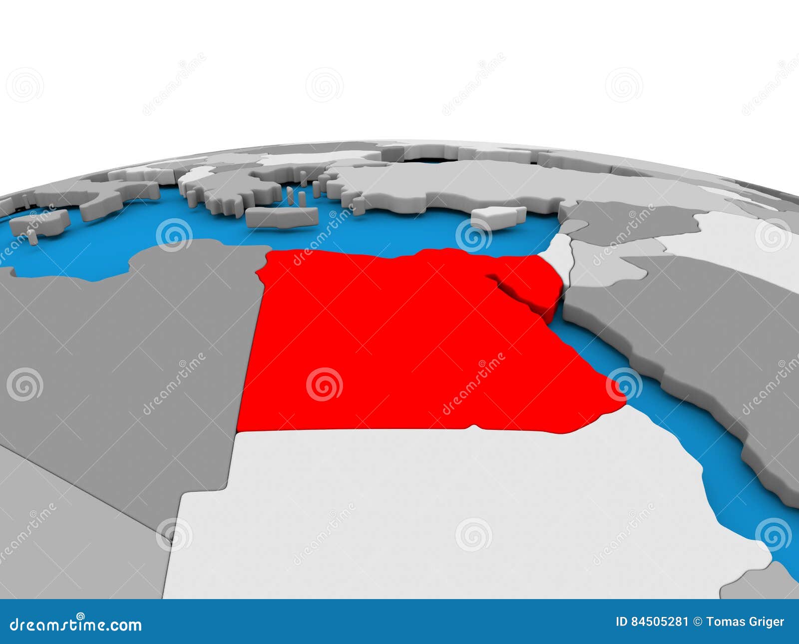 Egypt on globe in red stock illustration. Illustration of countries ...