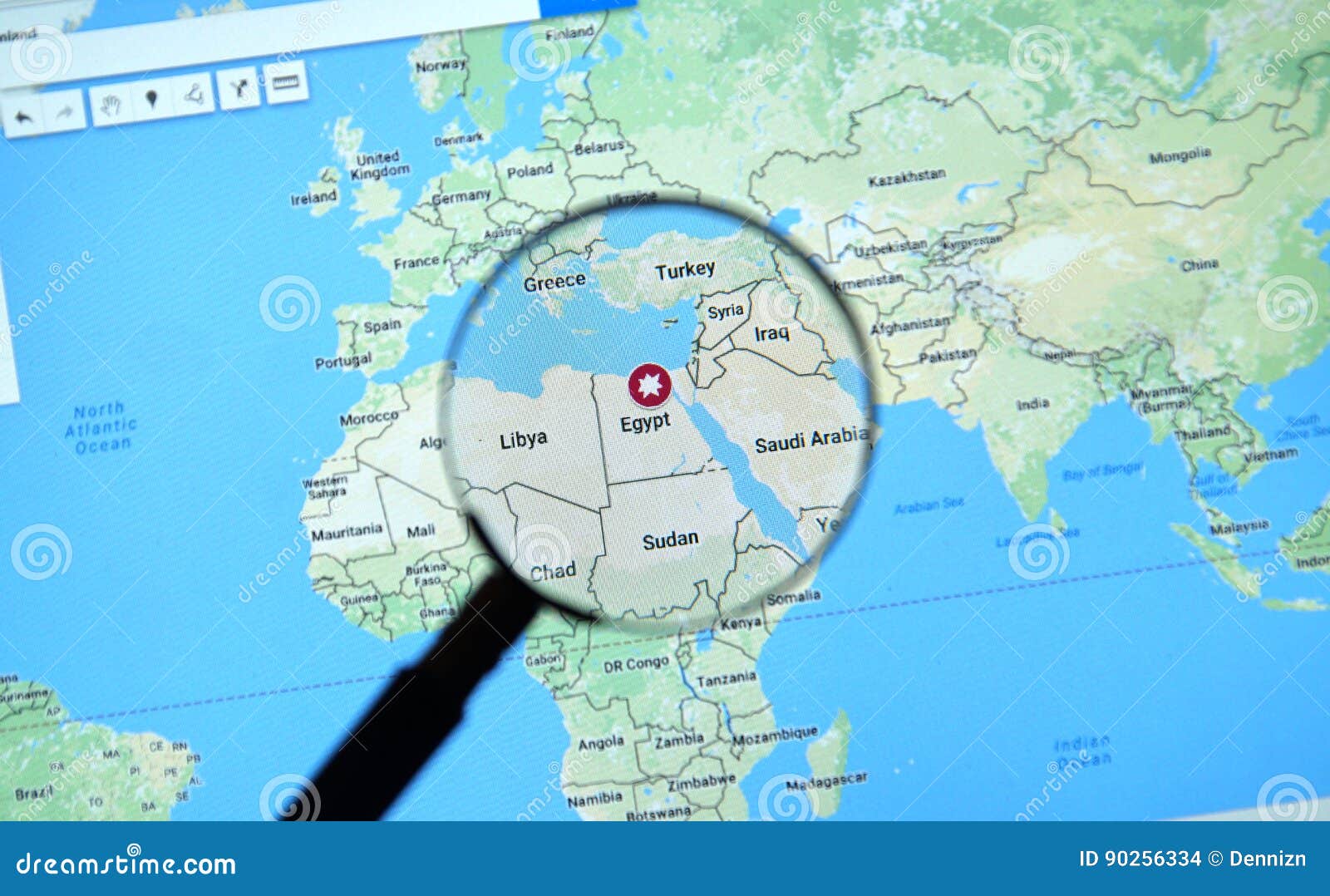 Egypt on Google Maps editorial stock image. Image of land - 90256334