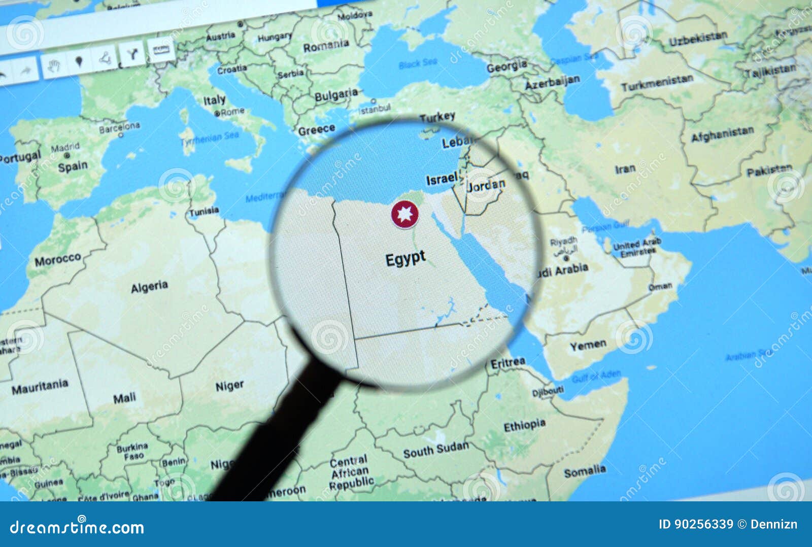Egypt on Google Maps editorial stock image. Image of place - 90256339