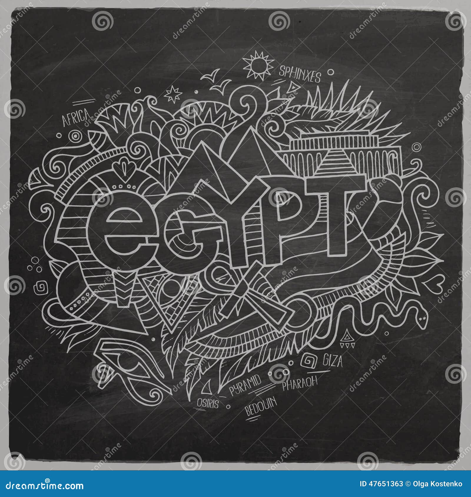 Egypt Hand Lettering and Doodles Elements Stock Vector - Illustration ...