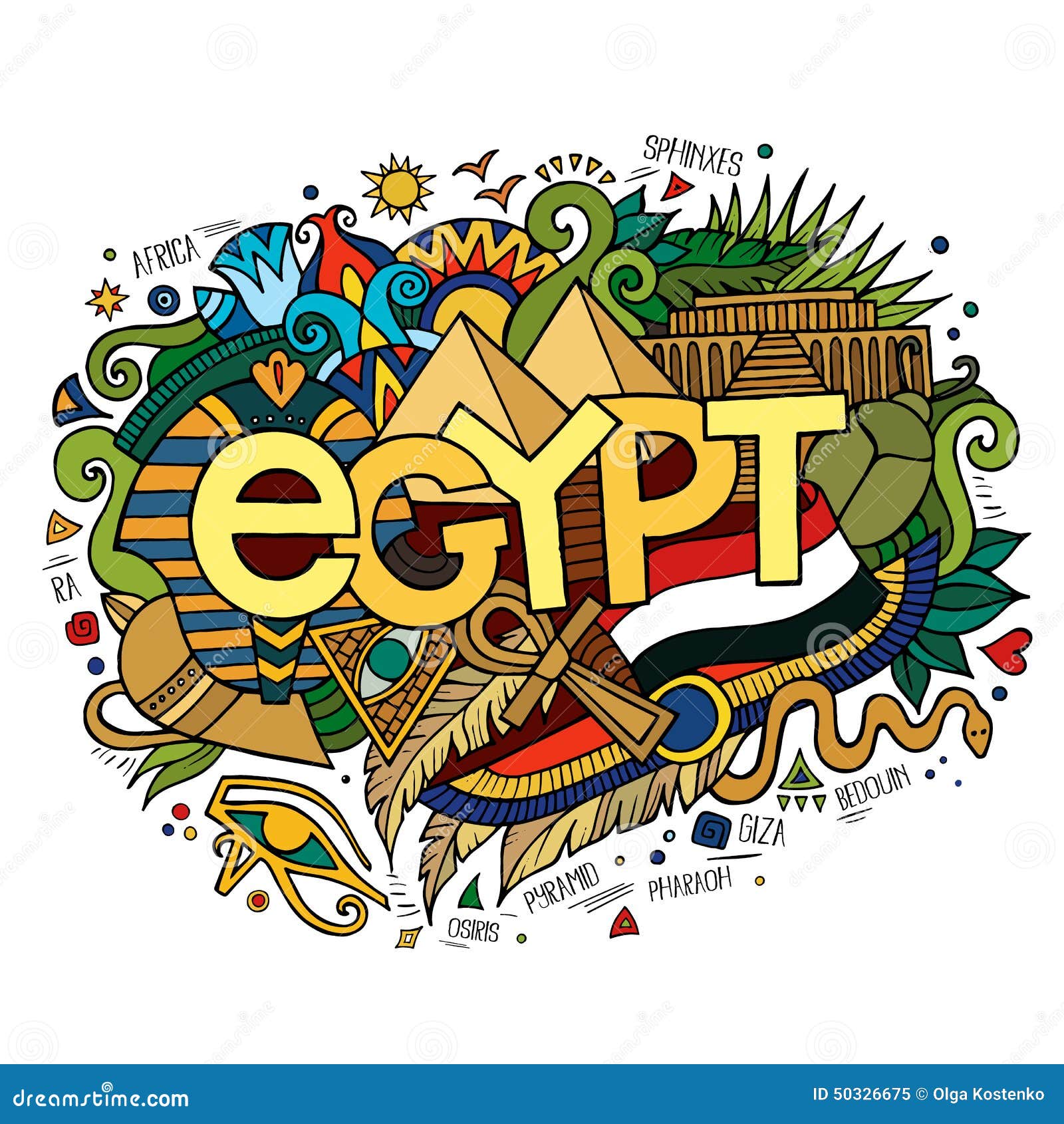 Egypt Hand Lettering and Doodles Elements Stock Vector - Illustration ...