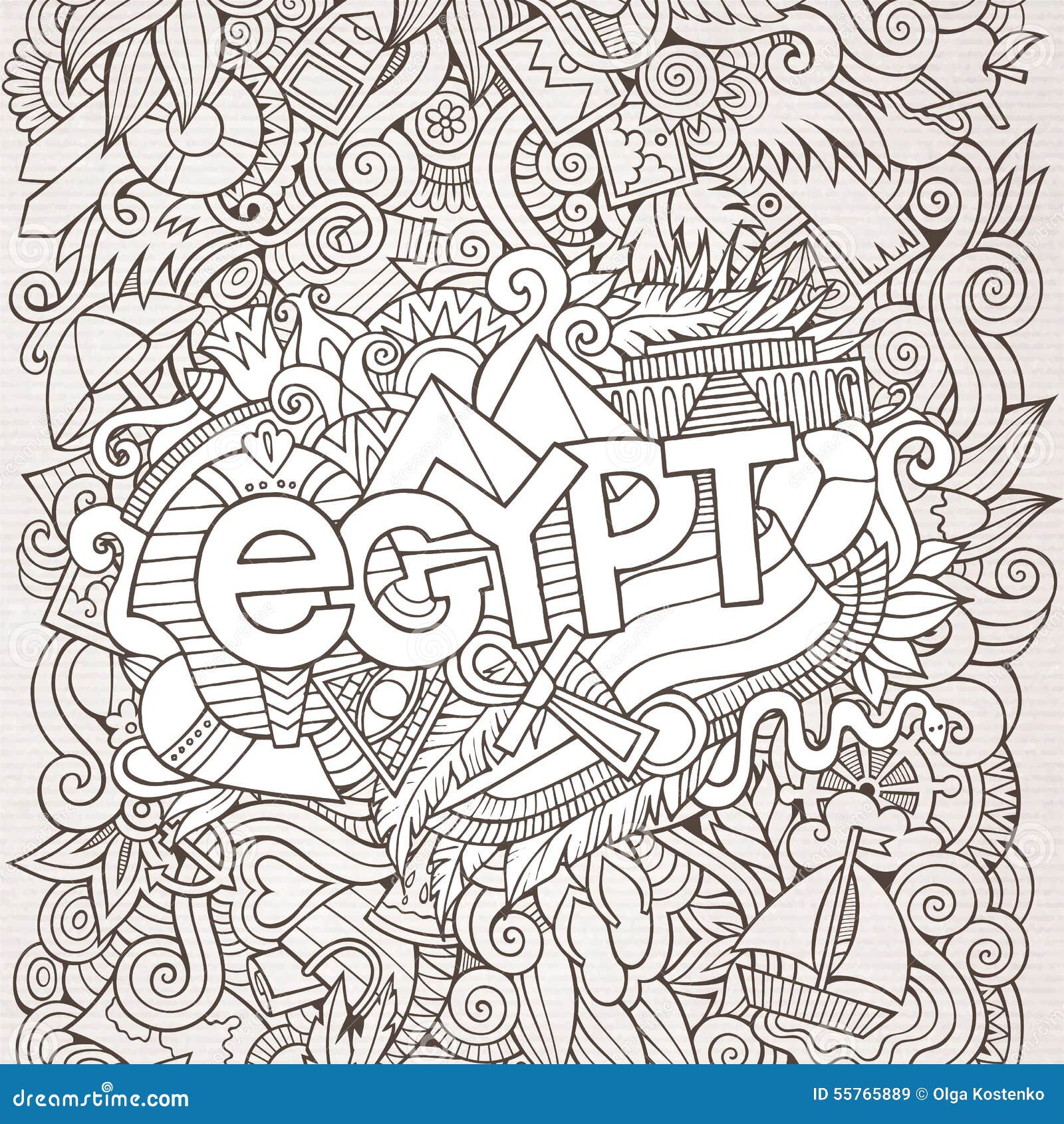 Egypt Hand Lettering and Doodles Elements Stock Vector - Illustration ...
