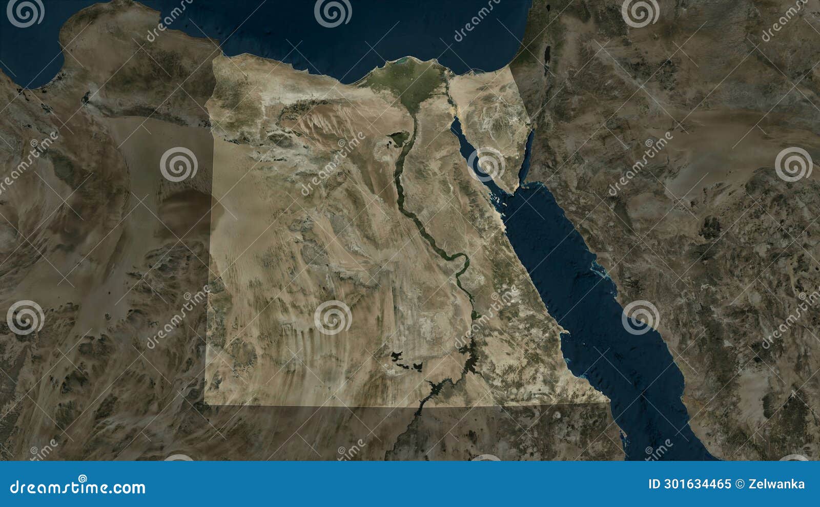 Egypt Highlighted. High-res Satellite Stock Illustration - Illustration ...