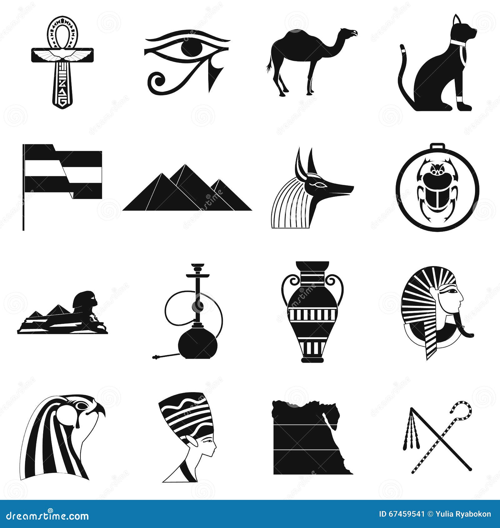 Egypt icons black stock vector. Illustration of faraon - 67459541