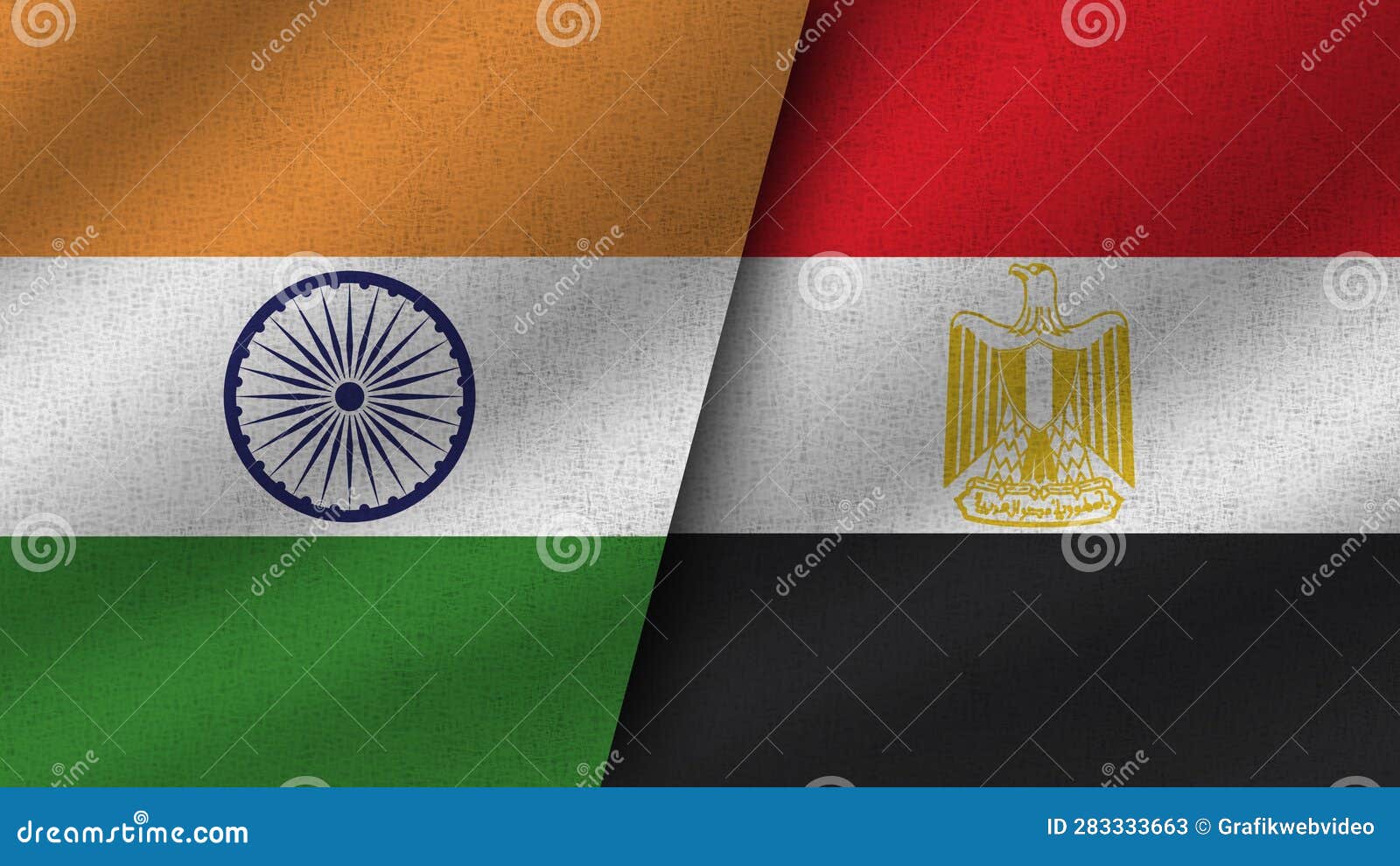 Egypt and India Realistic Two Flags Together Stock Illustration ...