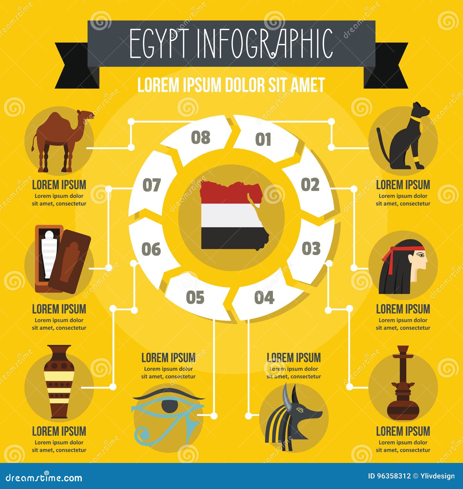 Egypt Infographic Set Cartoon Vector | CartoonDealer.com #210047265