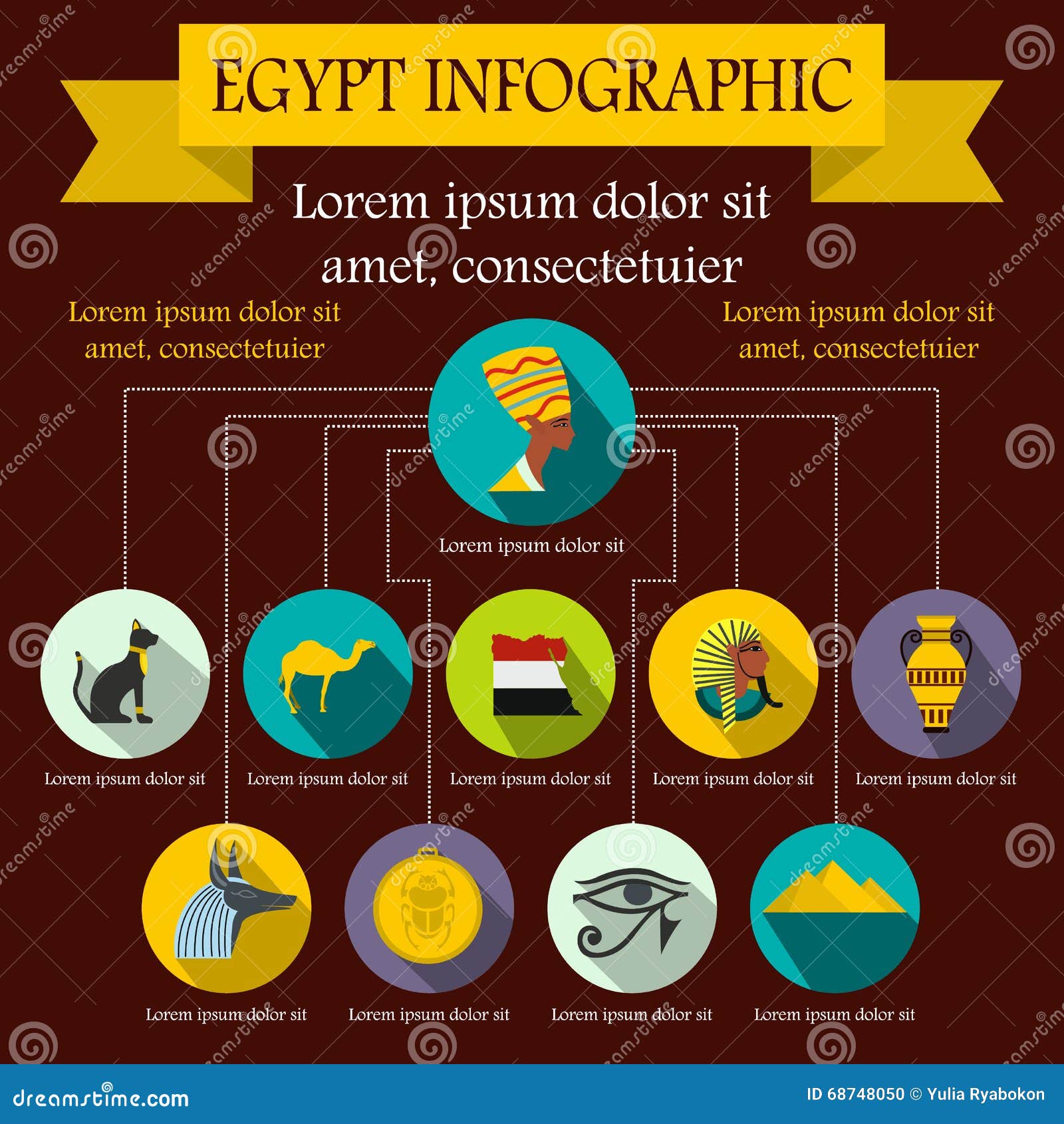 Egypt Infographic Elements, Flat Style Stock Vector - Illustration of ...