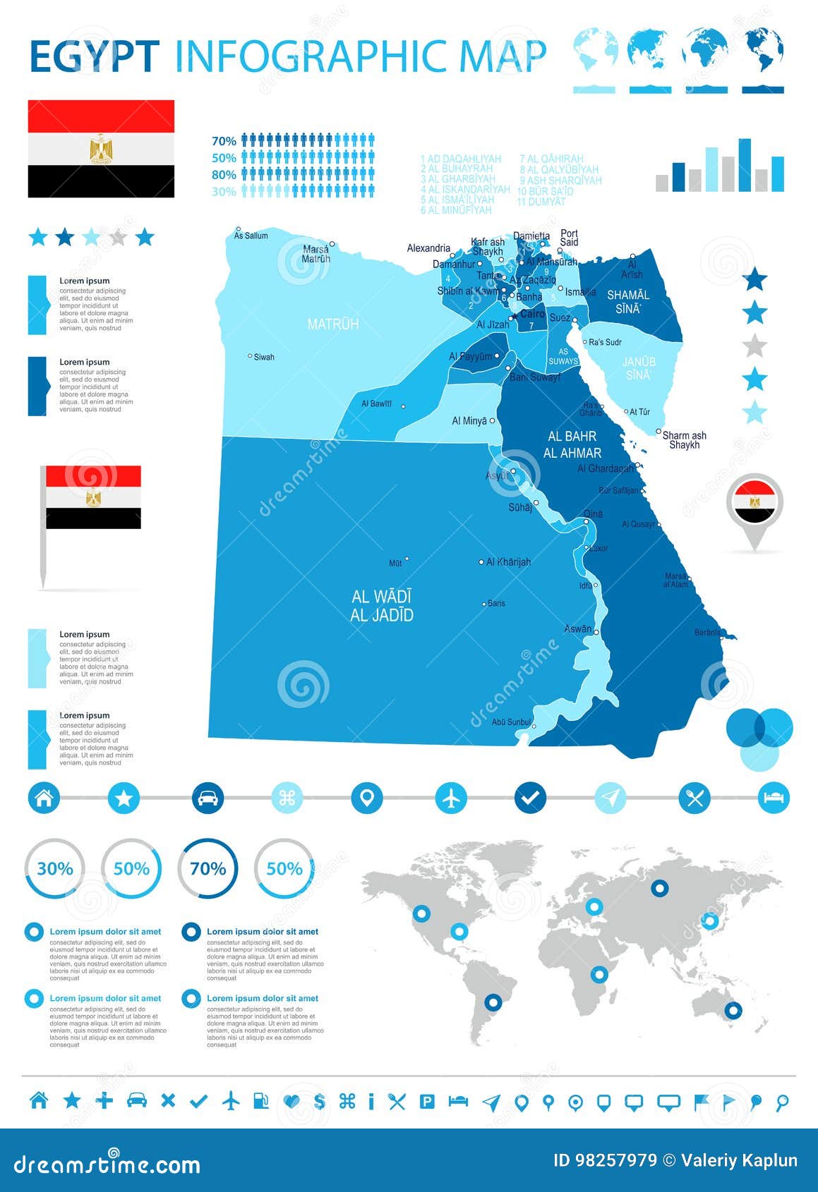 Egypt - Infographic Map and Flag - Illustration Stock Illustration ...