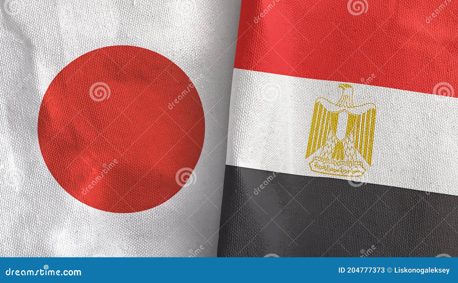 Egypt and Japan Two Flags Textile Cloth 3D Rendering Stock Illustration ...