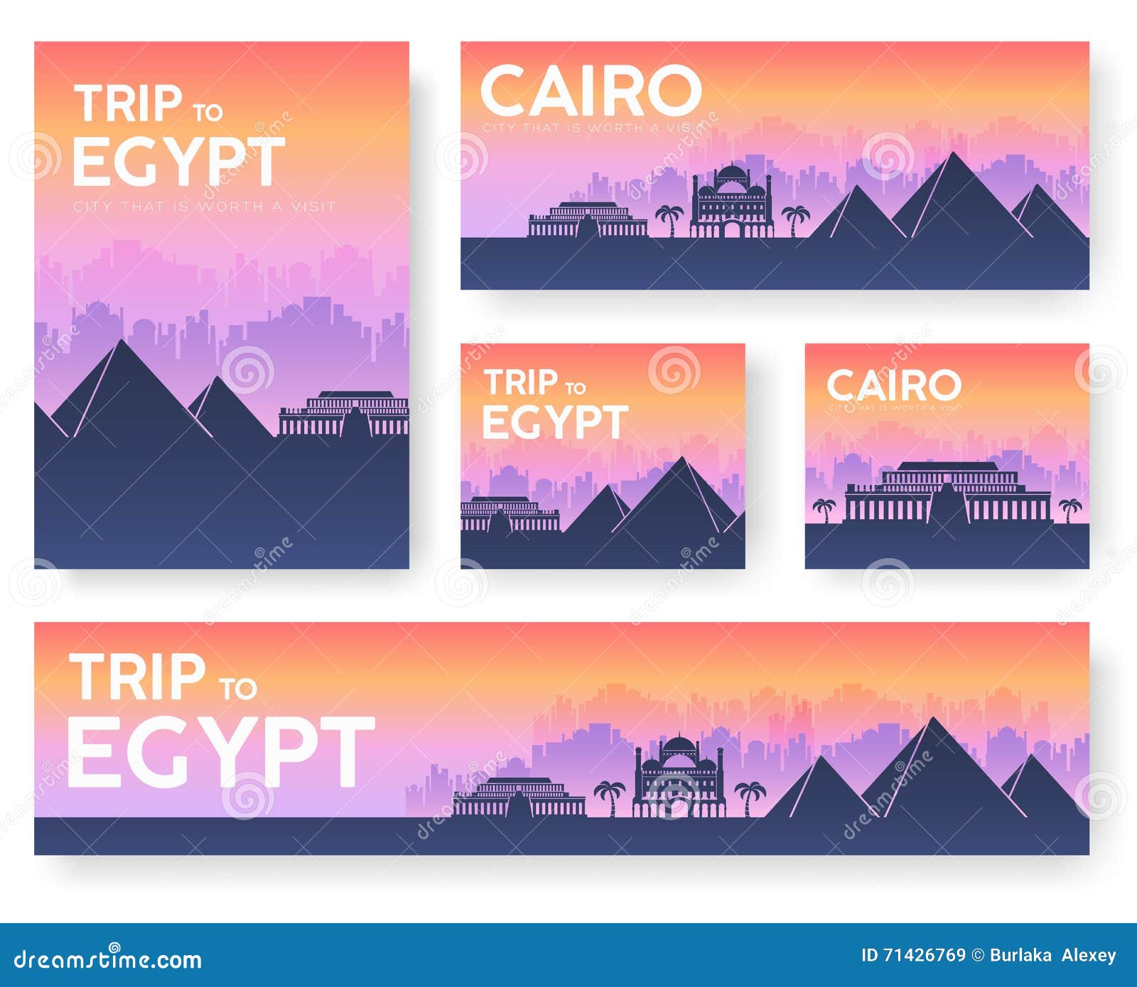 Egypt Landscape Vector Banners Set. Vector Design Illustration Stock ...