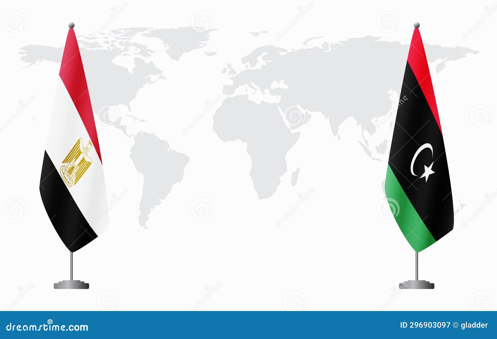 Egypt and Libya Flags for Official Meeting Stock Illustration ...