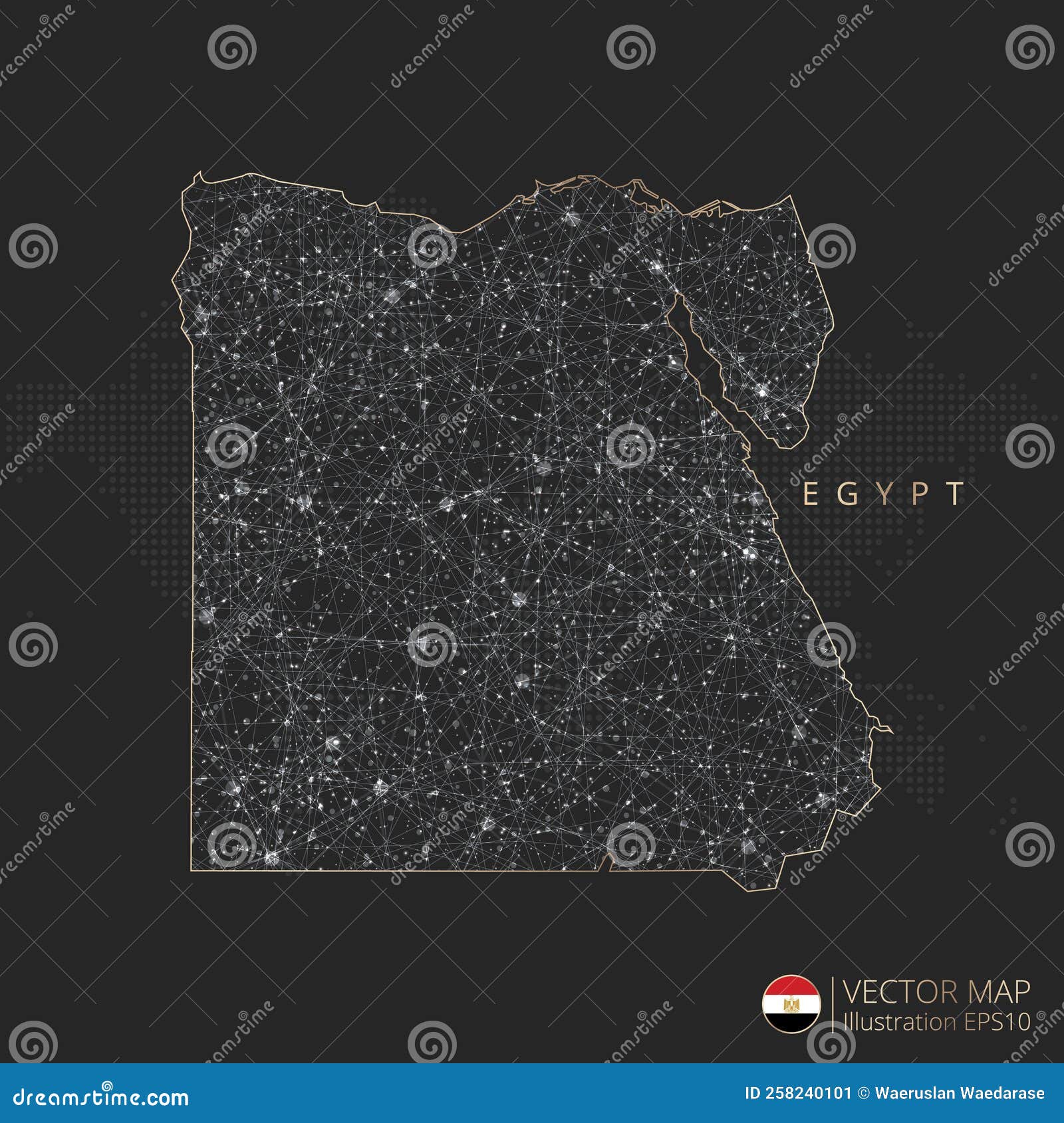 Egypt Map Abstract Geometric Mesh Polygonal Light Concept Stock Vector ...