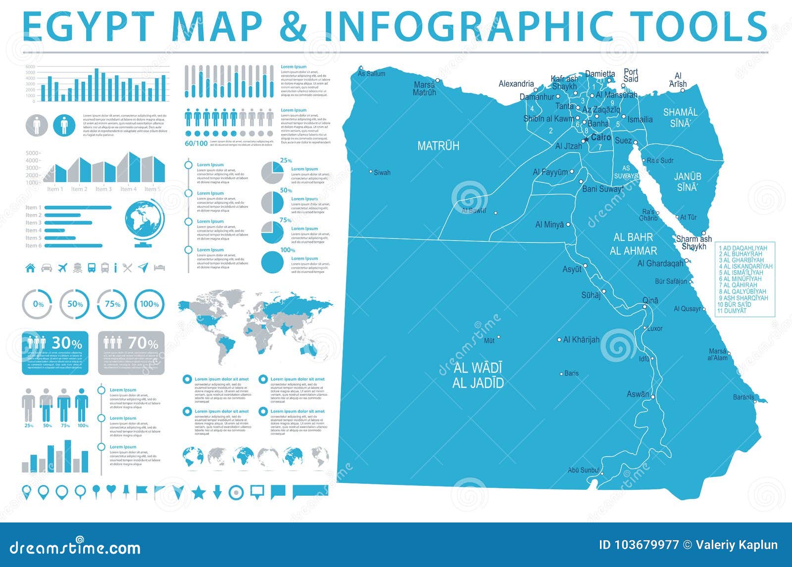 Egypt Map - Detailed Info Graphic Vector Illustration Stock ...
