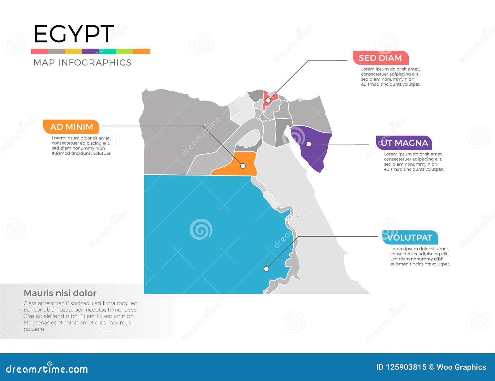 Egypt Map Infographics Vector Template with Regions and Pointer Marks ...