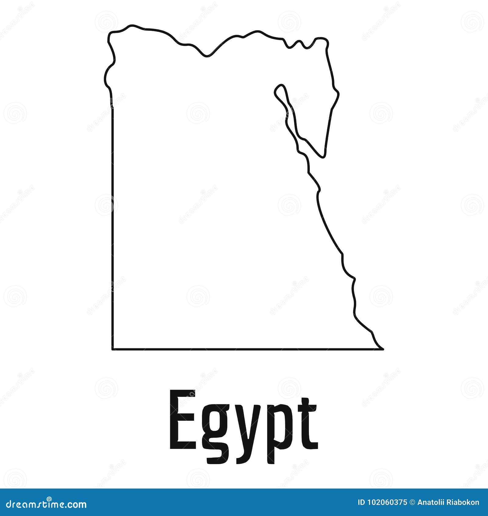 Egypt Map Thin Line Vector Simple Stock Vector - Illustration of line ...