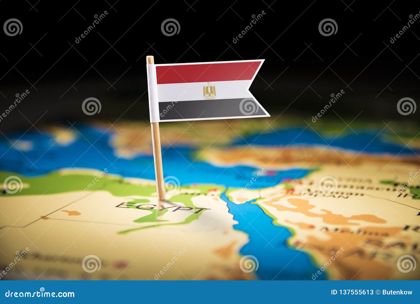 Egypt Marked with a Flag on the Map Stock Image - Image of nationality ...