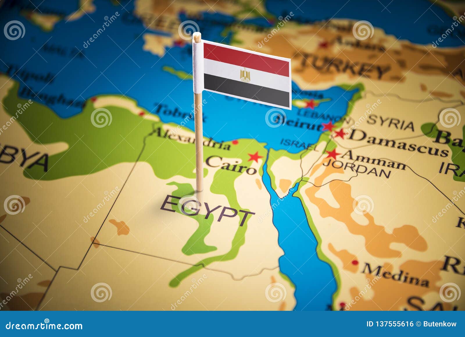 Egypt Marked with a Flag on the Map Stock Photo - Image of national ...