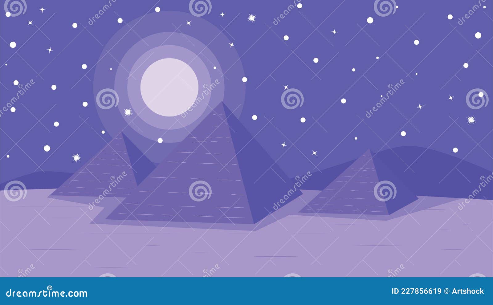 Egypt Night Party Cartoon Flyer With Pyramids Vector Illustration ...