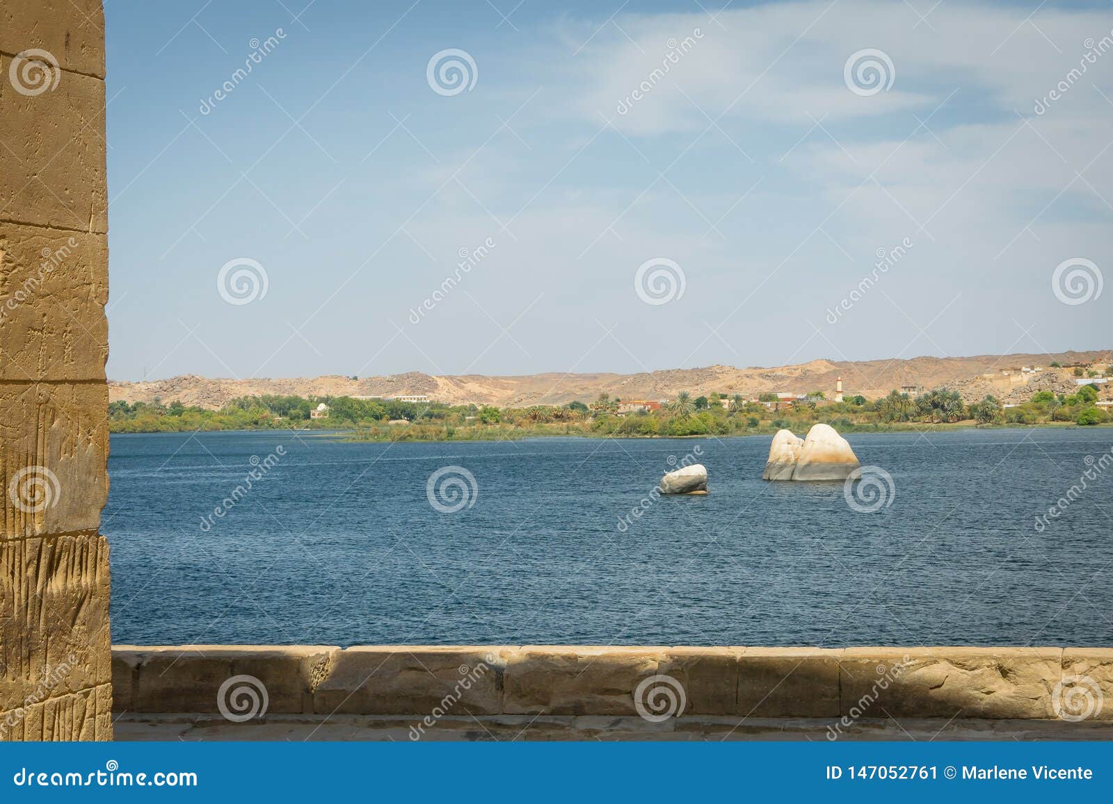 The Nile from the Temple of Philae. Stock Image - Image of nasser ...