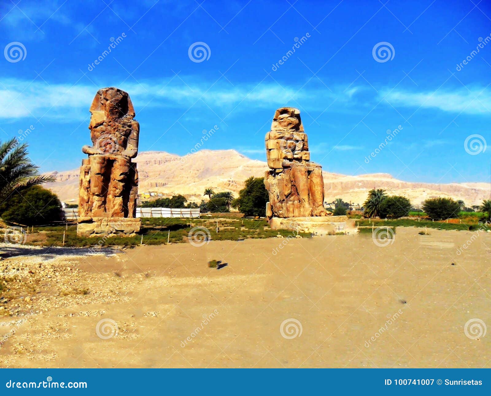 Egypt, North Africa, Colossi of Memnon Stock Image - Image of ...