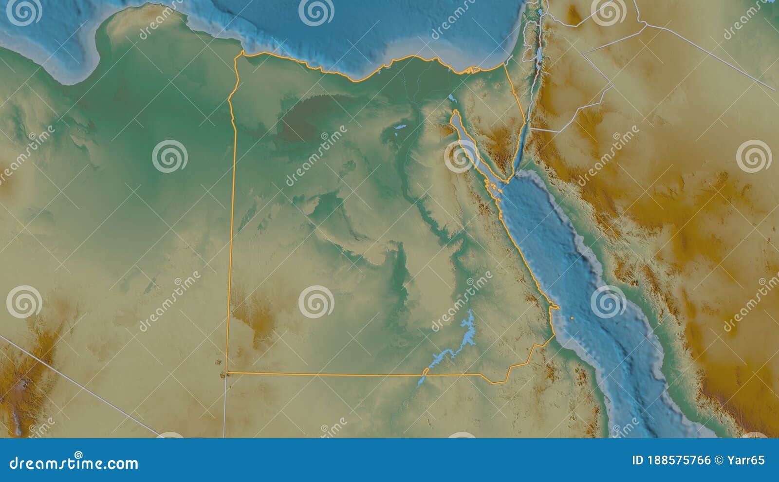 Egypt - overview. Relief stock illustration. Illustration of ocean ...