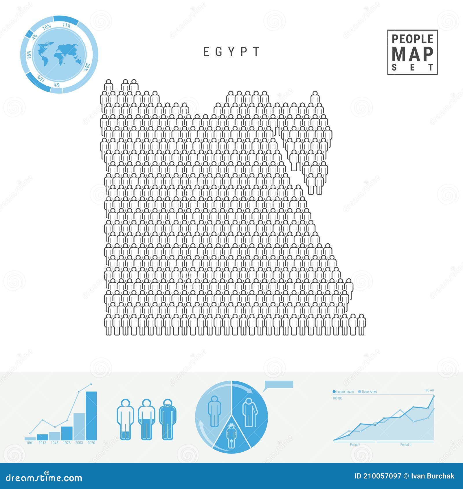 Stylized Map Of Egypt With Different Cultural Objects And Landmarks ...