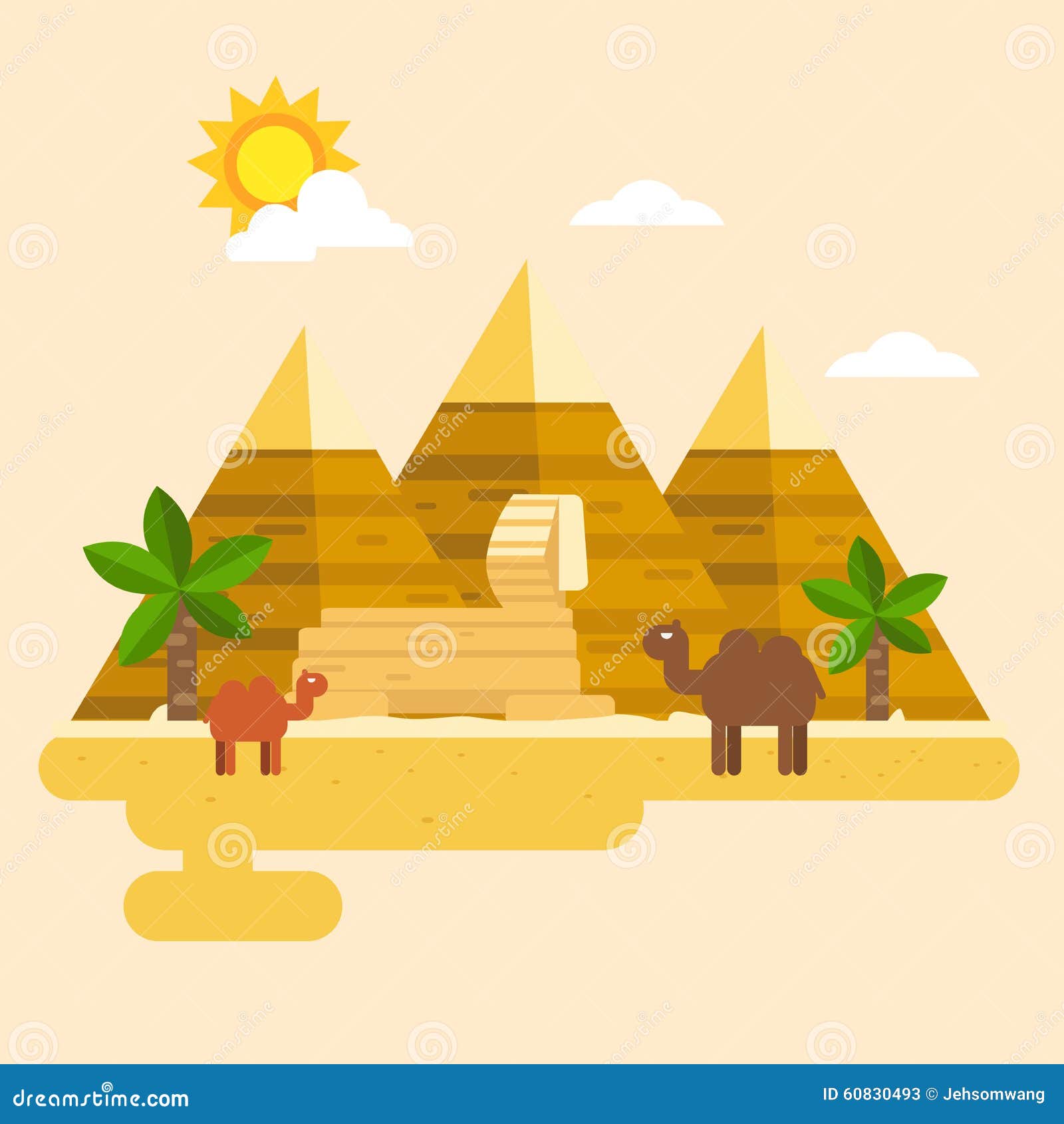 Egypt and pyramid vector stock vector. Illustration of sand - 60830493