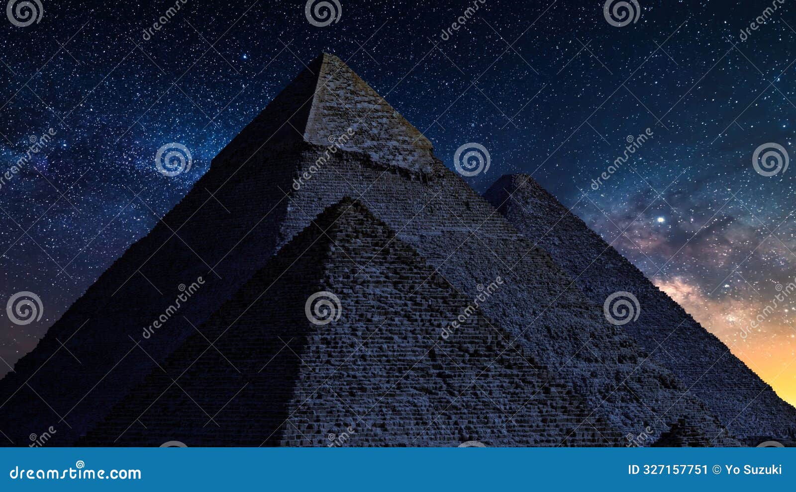 Egypt Pyramids of Giza and Milky Way Galaxy Dawn Stock Image - Image of ...