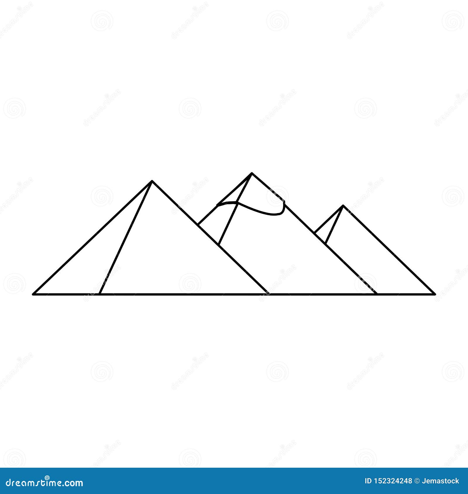 Egypt Pyramids Monuments Isolated in Black and White Stock Vector ...