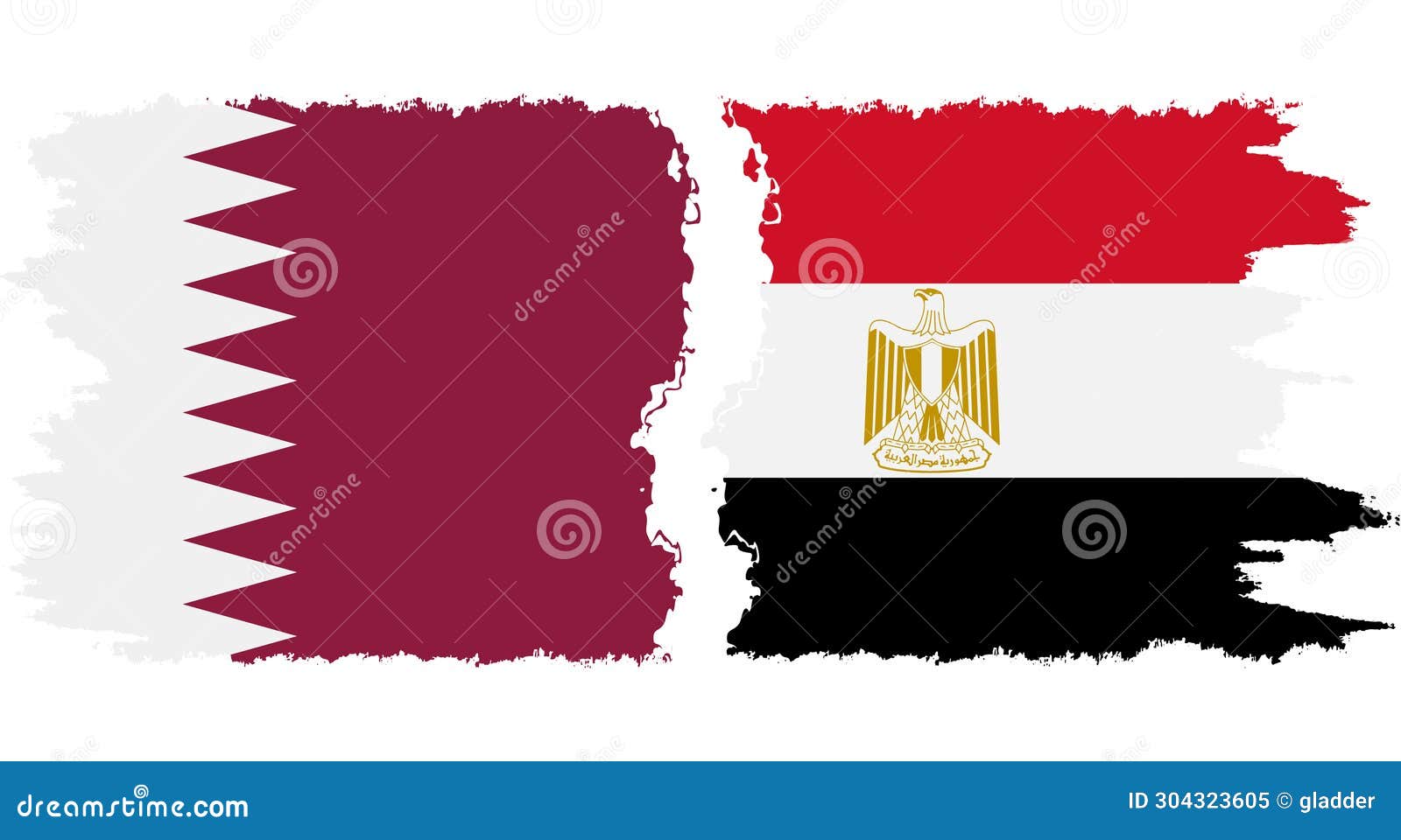 Egypt and Qatar Grunge Flags Connection Vector Stock Vector ...