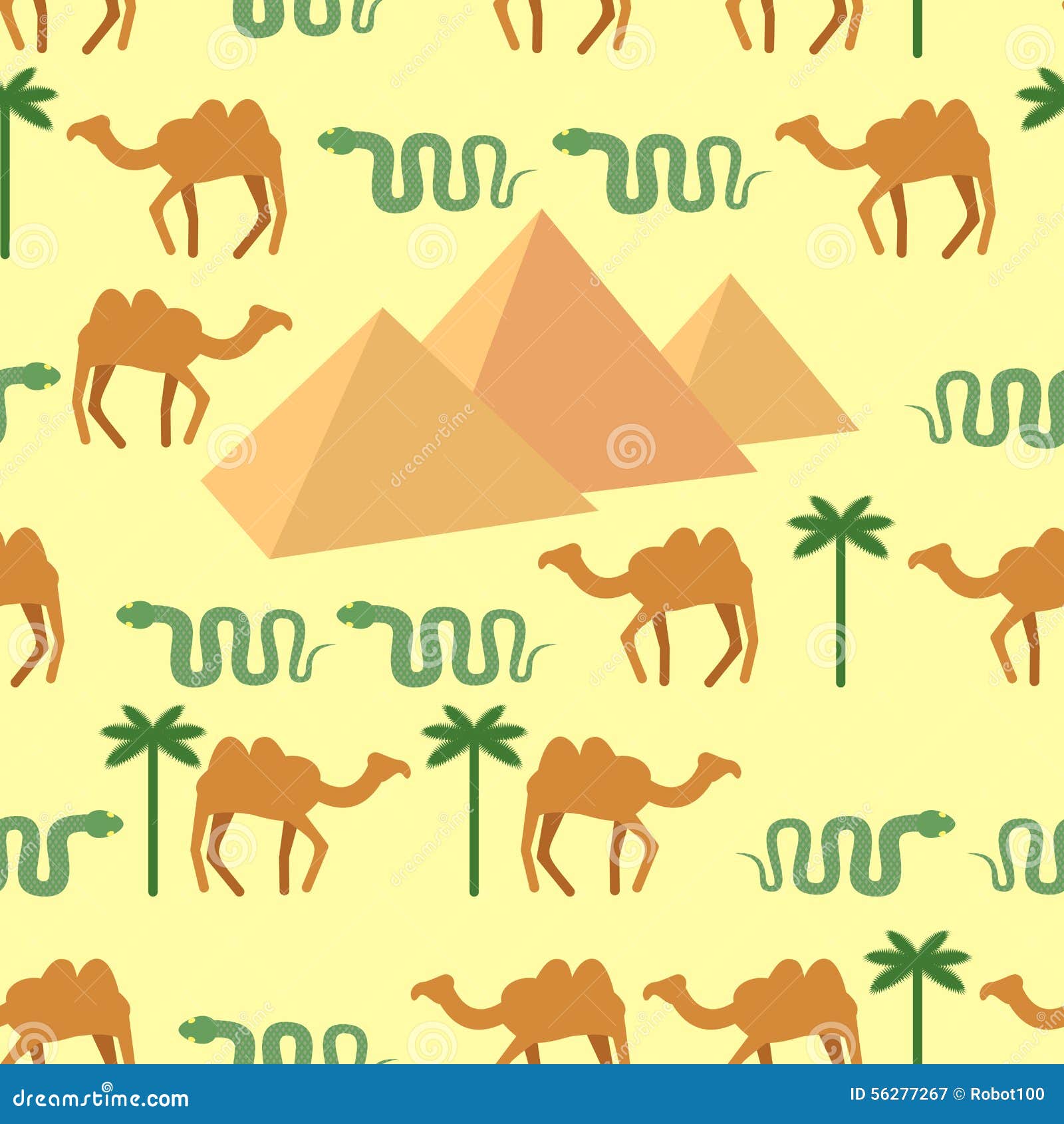 Egypt. Seamless Pattern Characters of Egypt: Pyramids and Camels Stock ...
