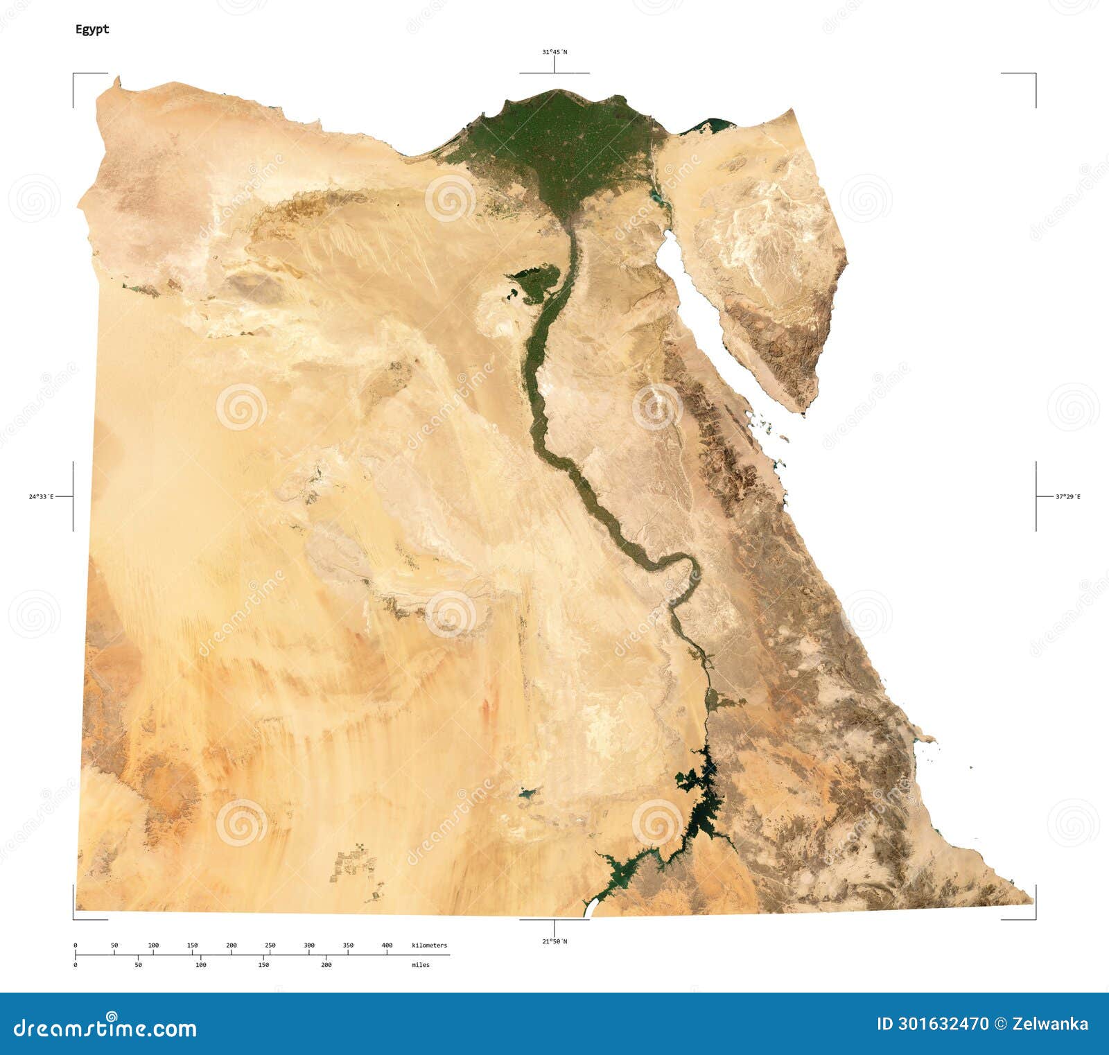 Egypt Shape on White. Low-res Satellite Stock Illustration ...