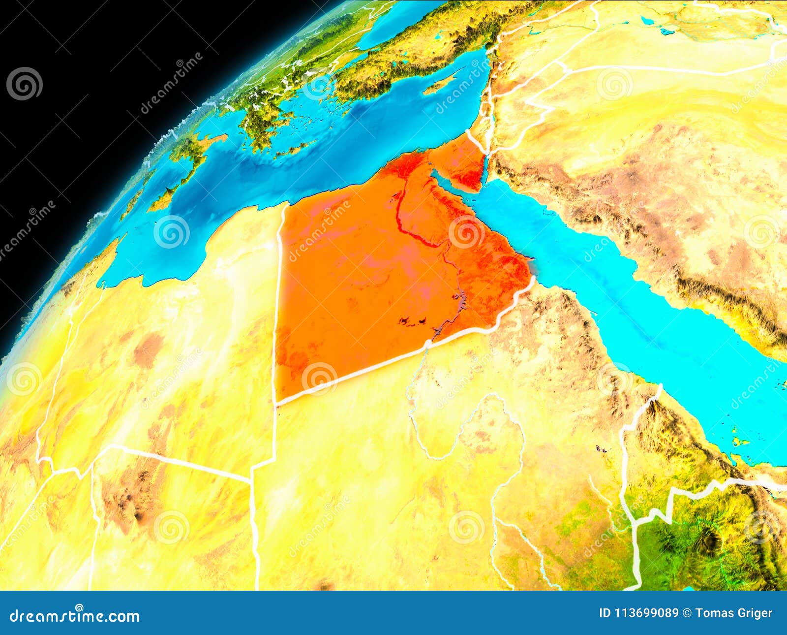 Egypt from space stock illustration. Illustration of lines - 113699089