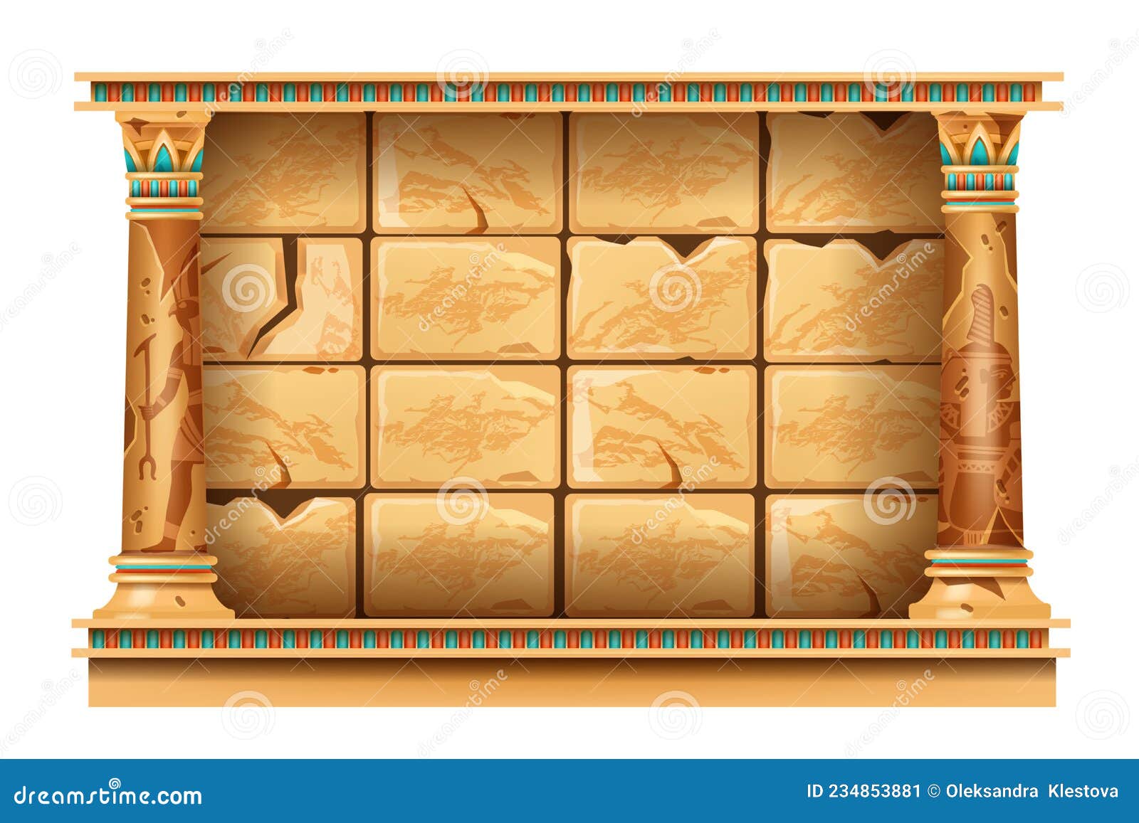 Egypt Stone Game Frame, Vector UI Rock Panel, Ancient Column, Medieval ...