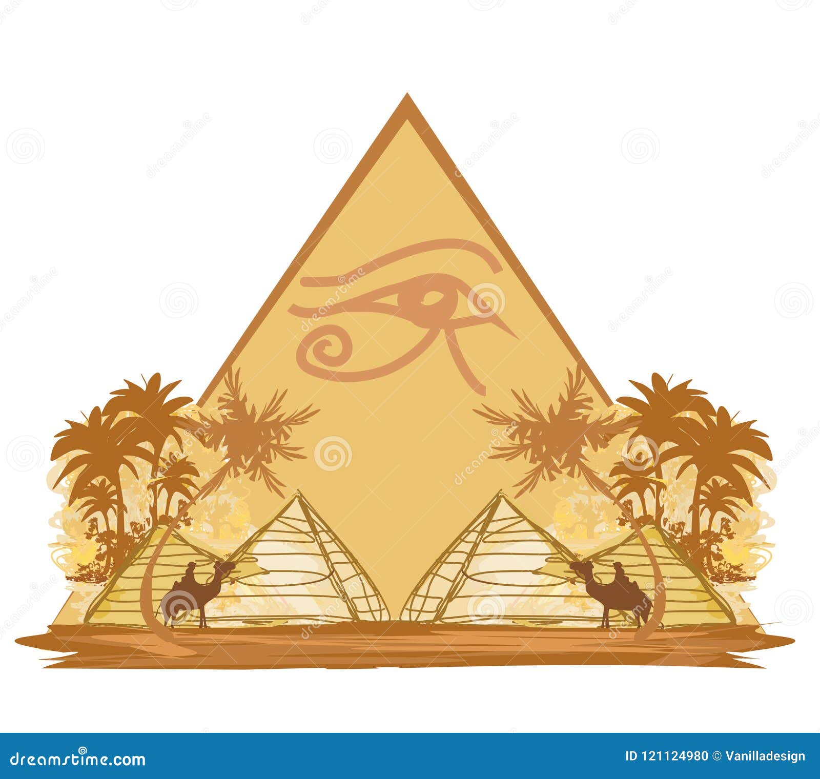 Egypt symbols and Pyramids stock vector. Illustration of heritage ...