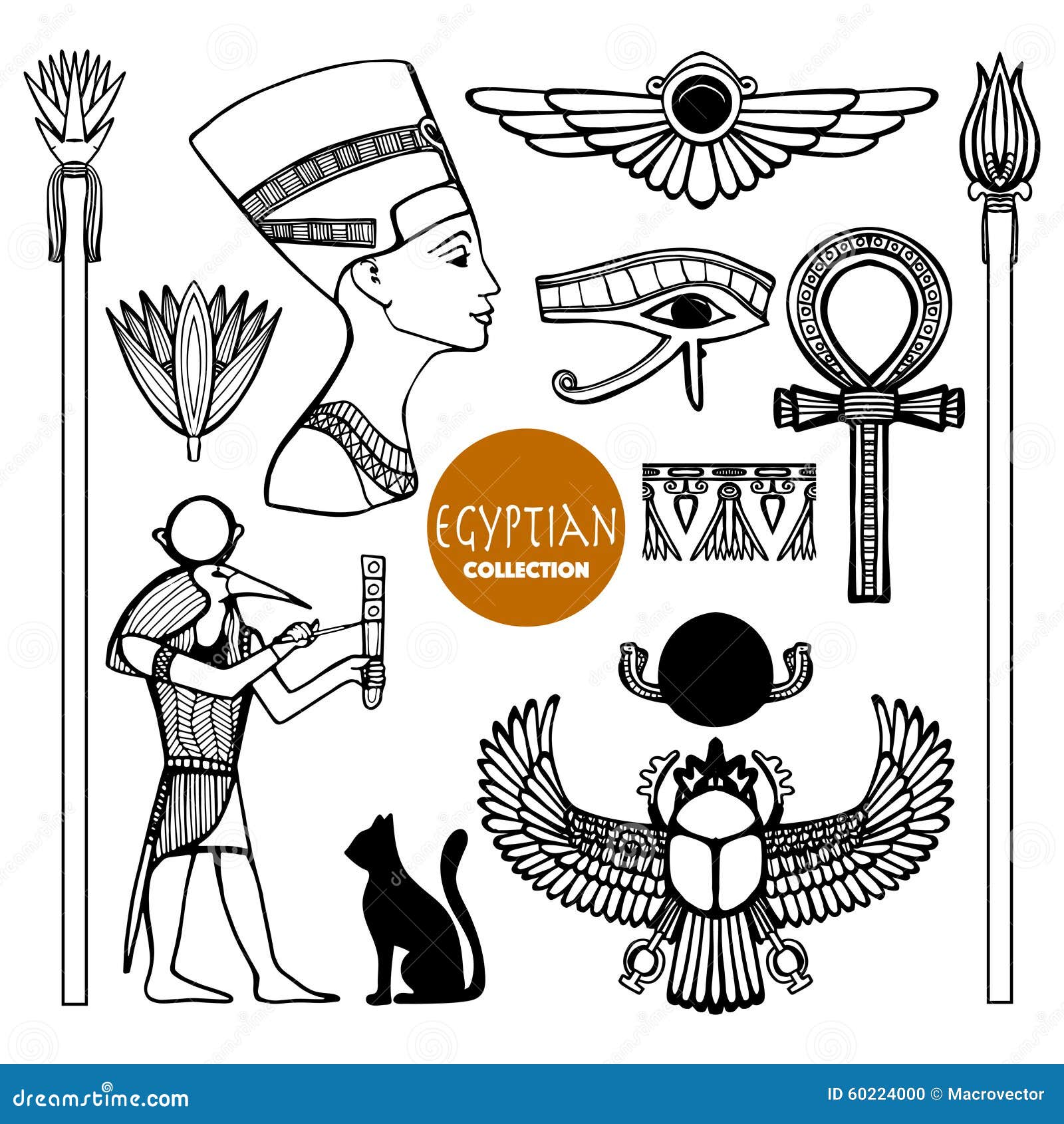 Egypt Symbols Set stock vector. Illustration of emblem - 60224000