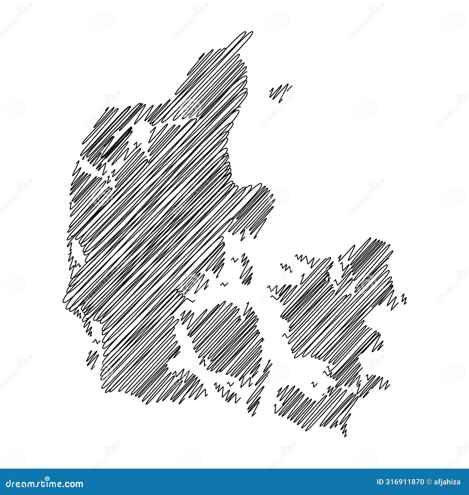Denmark Thread Map Line Vector Illustration Stock Vector - Illustration ...