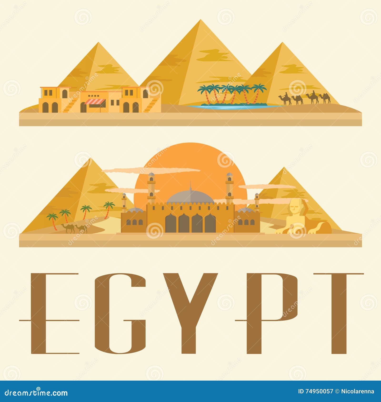 Egypt Travel And Landmark. Concept Vector Illustration Stock Image ...