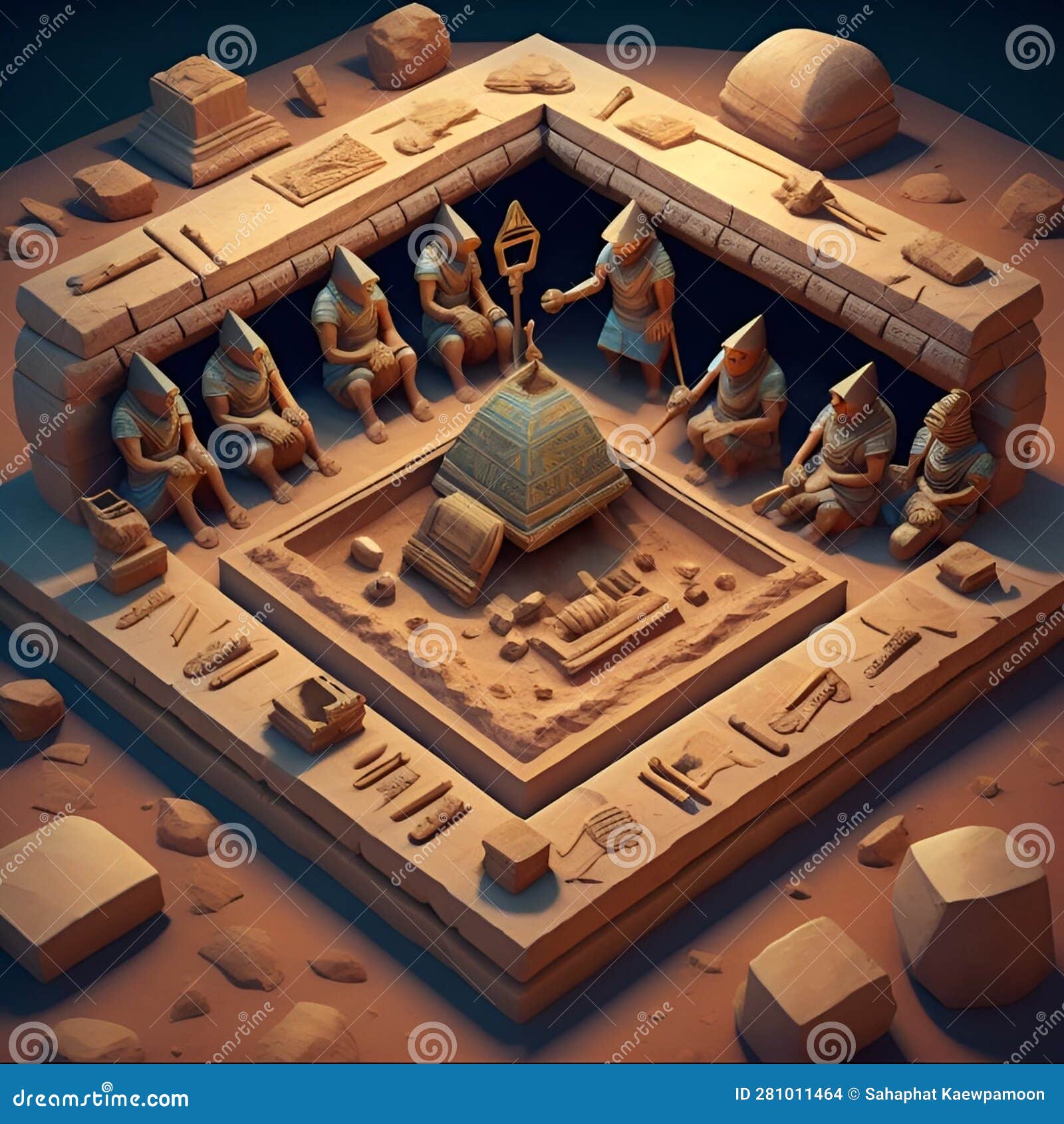 Egyptian Ancient Civilization, 3d Render. Computer Digital Drawing ...