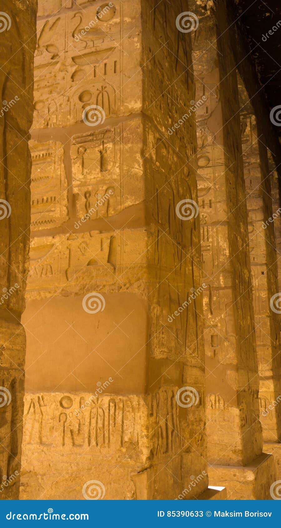 Egyptian Ancient Temple Engravings on Stock Image - Image of horus ...