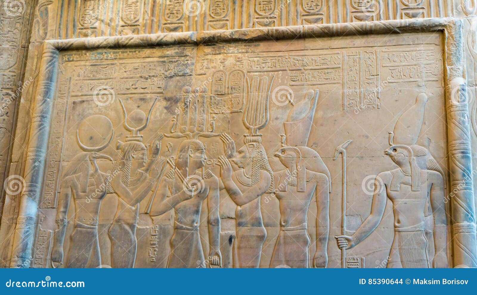 Egyptian Ancient Temple Engravings on Stock Photo - Image of ...