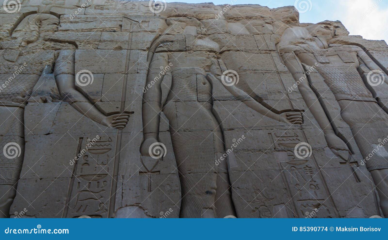 Egyptian Ancient Temple Engravings on Stock Photo - Image of stone ...