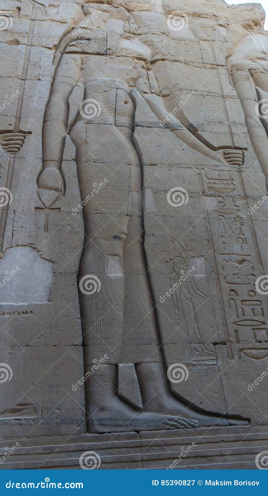 Egyptian Ancient Temple Engravings on Stock Image - Image of ancient ...