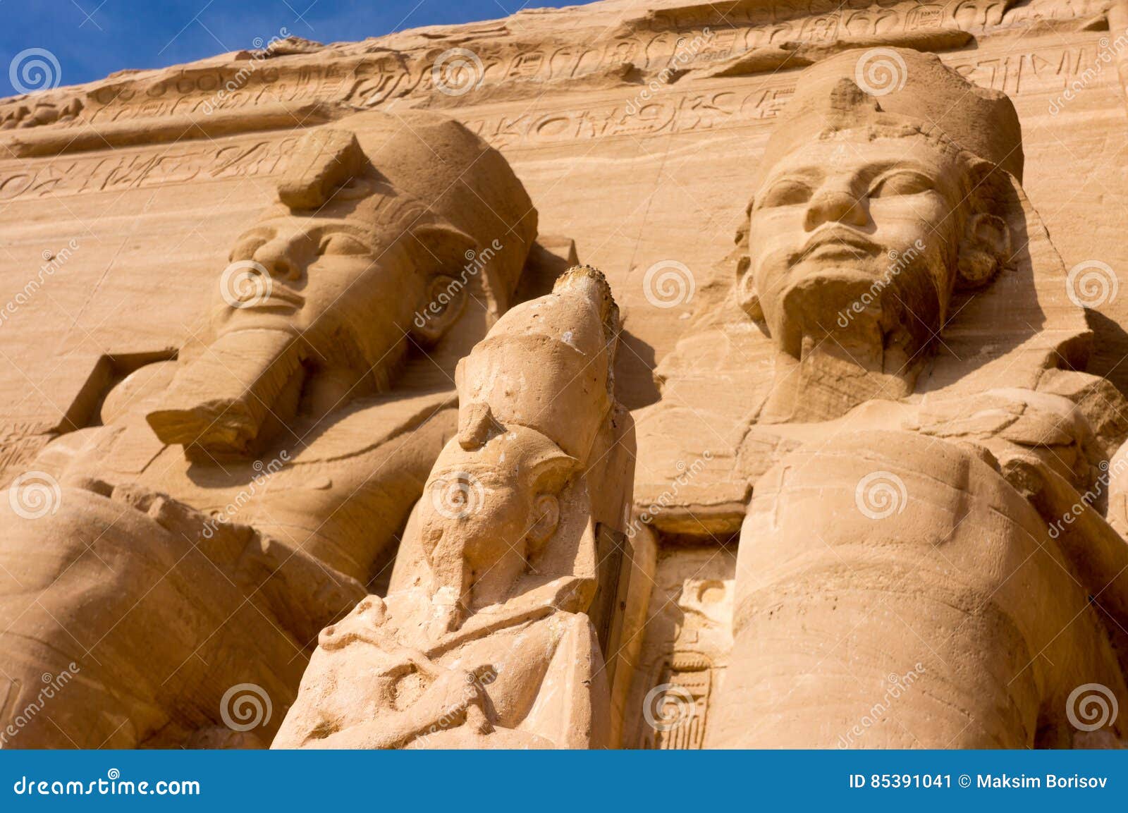 Egyptian Ancient Temple Giant Pharaohs Stock Image - Image of sandstone ...
