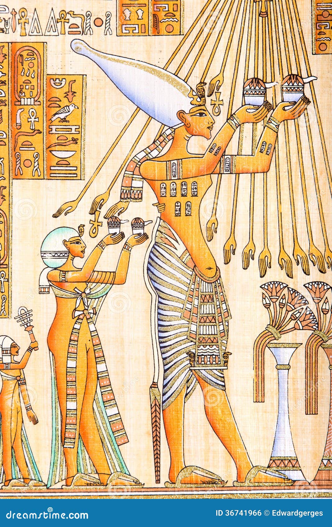 Egyptian art on papyrus stock illustration. Illustration of africa ...