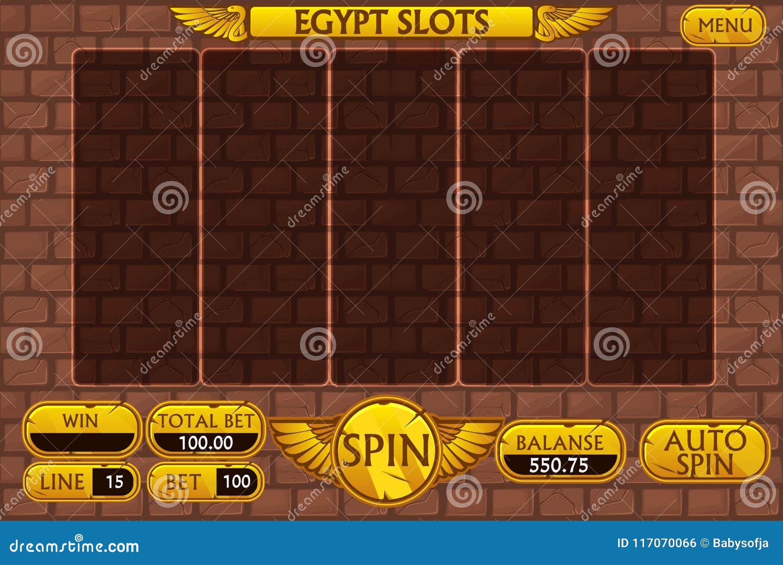 Egyptian Background, A Hall With Columns In The Golden Light, The Rays ...